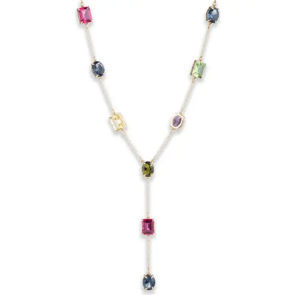 LAUREN Beldon Stone Station Y-necklace - Gld/multi