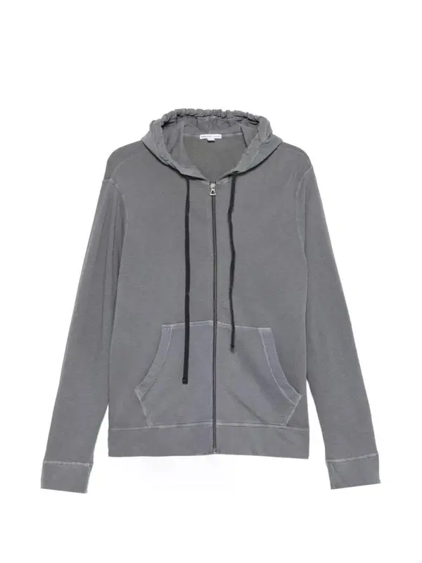 JAMES PERSE Zip-up Drawstring Hoodie - Grey