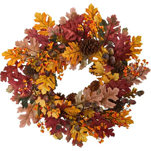 NEARLY NATURAL 24-in Oak Leaf - Orange