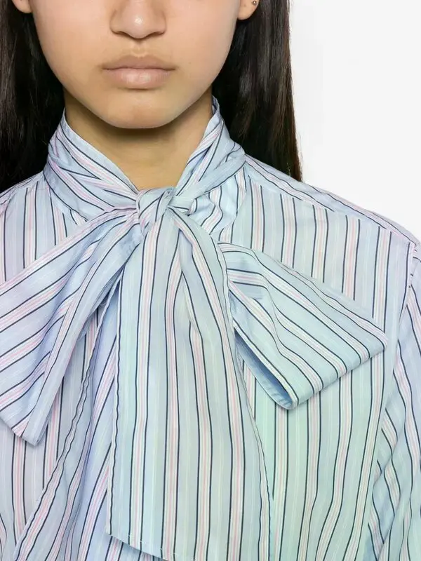 MANUEL RITZ Striped Pussy-bow Shirt