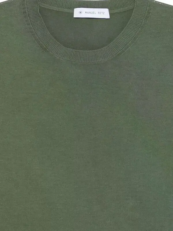 MANUEL RITZ Fine-knit Cotton T-shirt - Green