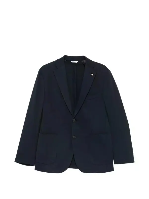MANUEL RITZ Notched-lapels Patch-pockets Blazer - Blue