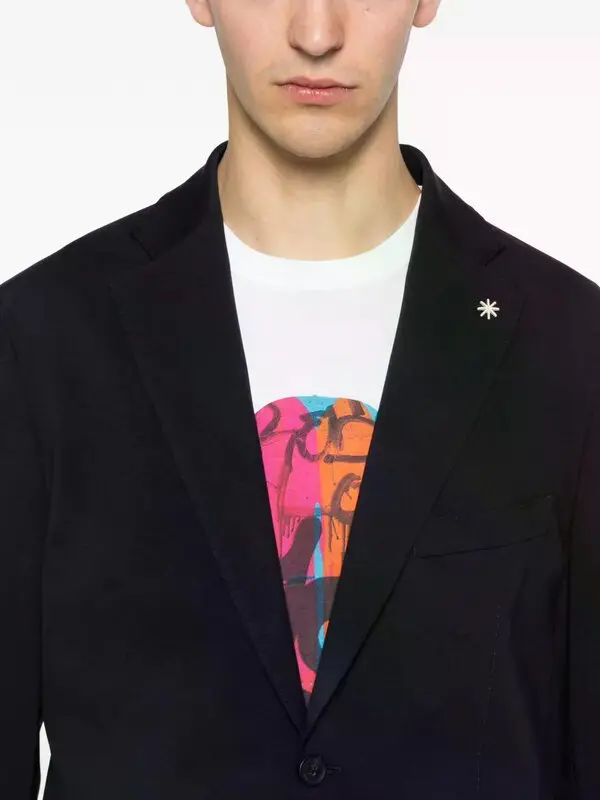 MANUEL RITZ Notched-lapels Patch-pockets Blazer - Blue