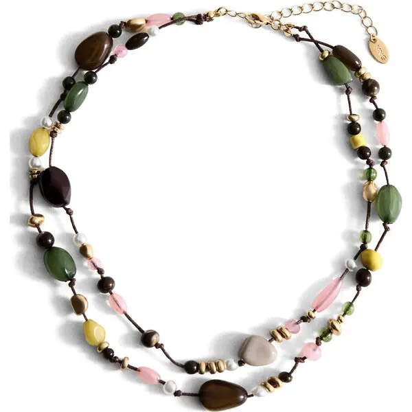 Mango Beaded Layered Necklace - Pastel Green