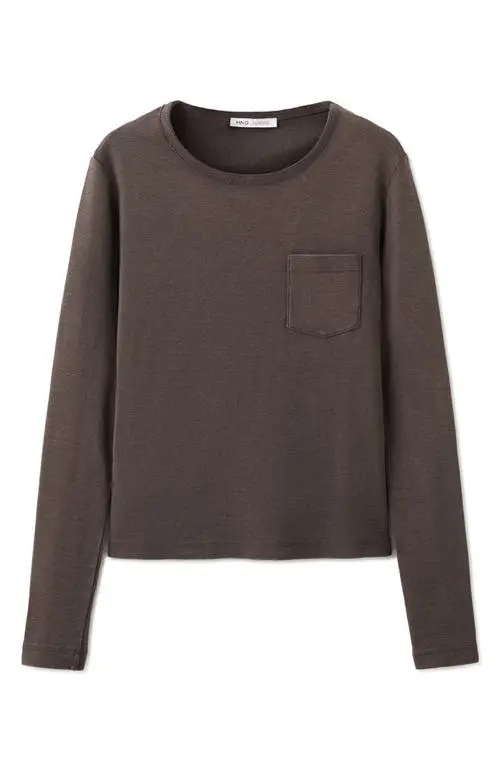 Mango Regular Fit Long Sleeve T-shirt - Brown