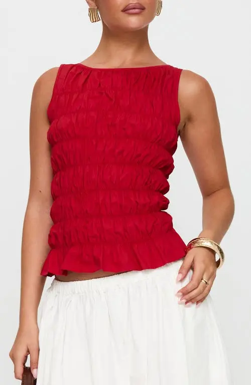 Princess Polly Marleene Smocked Tank - Red