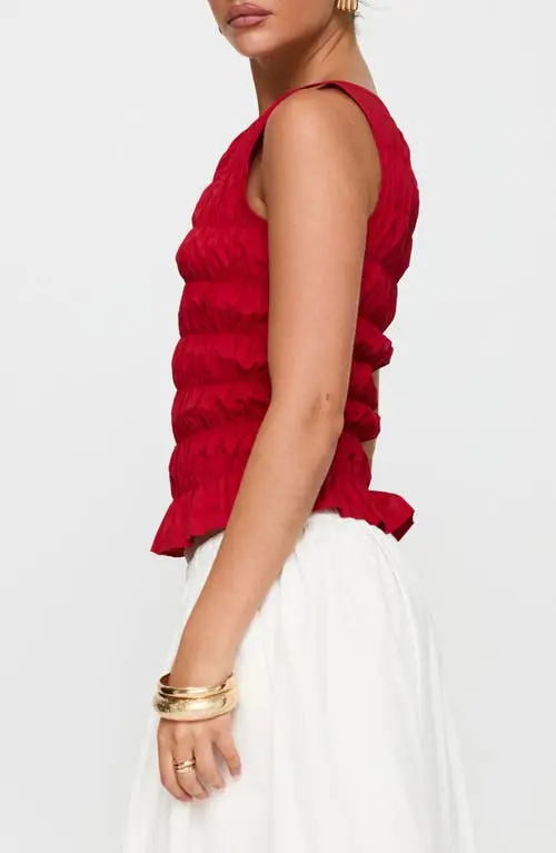 Princess Polly Marleene Smocked Tank - Red