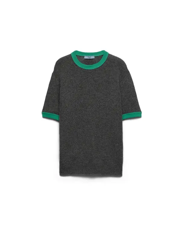 Prada Cashmere Crew Neck Sweater - Slate/green