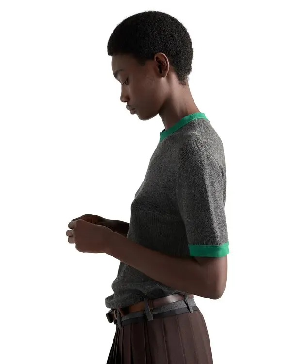 Prada Cashmere Crew Neck Sweater - Slate/green