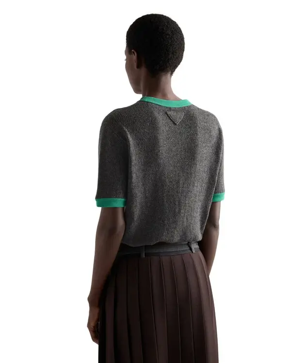 Prada Cashmere Crew Neck Sweater - Slate/green