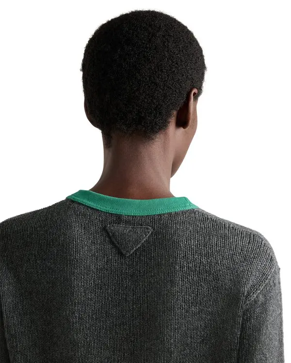 Prada Cashmere Crew Neck Sweater - Slate/green