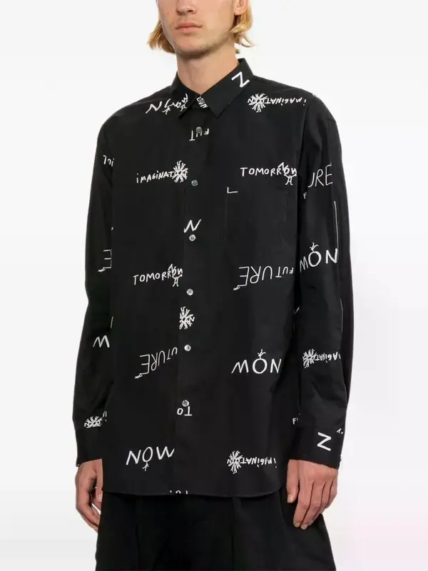 Comme Des Garçons Text-print Shirt - Black
