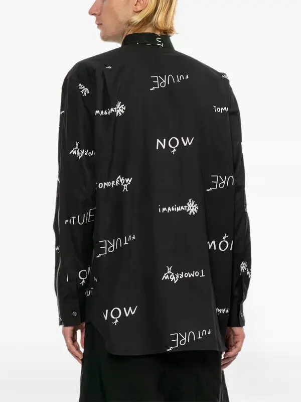 Comme Des Garçons Text-print Shirt - Black