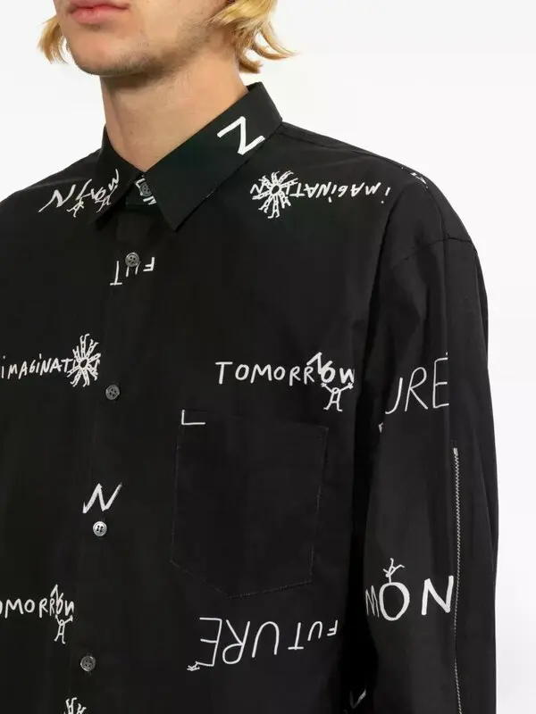Comme Des Garçons Text-print Shirt - Black