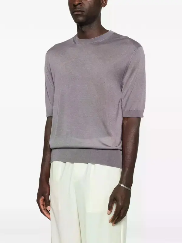SEVEN GAUGE Ribbed-trim Short-sleeve Sweater