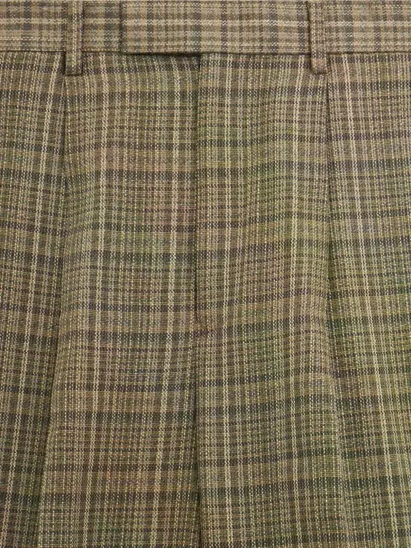 Auralee Check-pattern Pleated Trousers