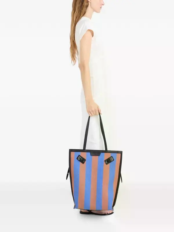 Proenza Schouler North South Days Striped Canvas Tote Bag - Blue