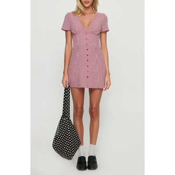 Princess Polly Checkered Skirted Romper - Red Gingham