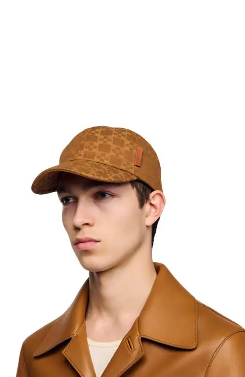 Sandro Denim Baseball Cap With Cross Motif - Camel