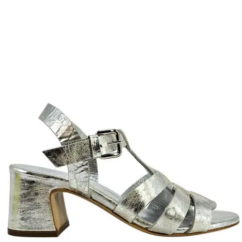 MADISON MAISON Metallic Caged Gladiator Sandals - Silver