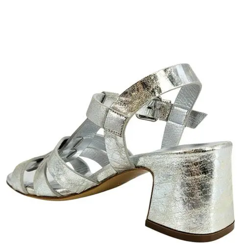 MADISON MAISON Metallic Caged Gladiator Sandals - Silver