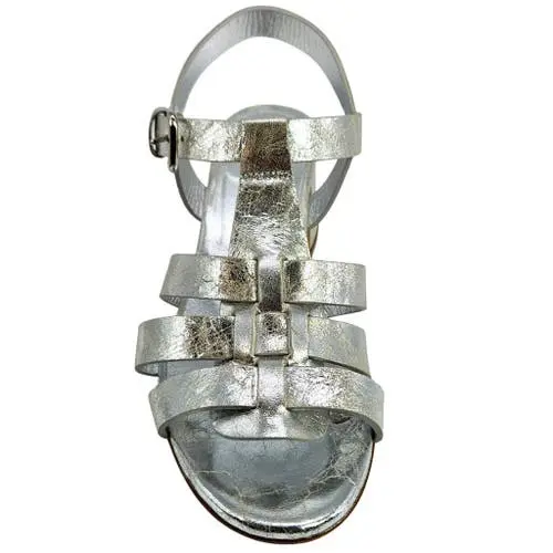 MADISON MAISON Metallic Caged Gladiator Sandals - Silver