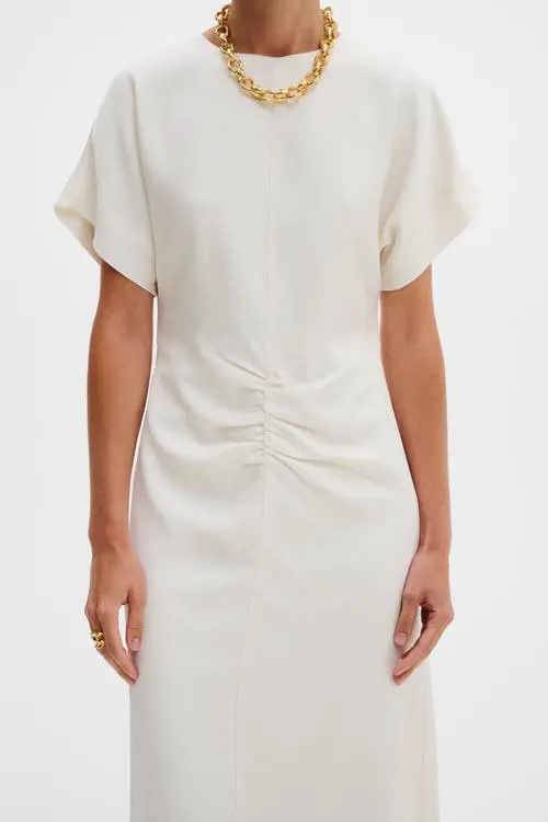 MALINA Linda Gathered Waist Midi Dress