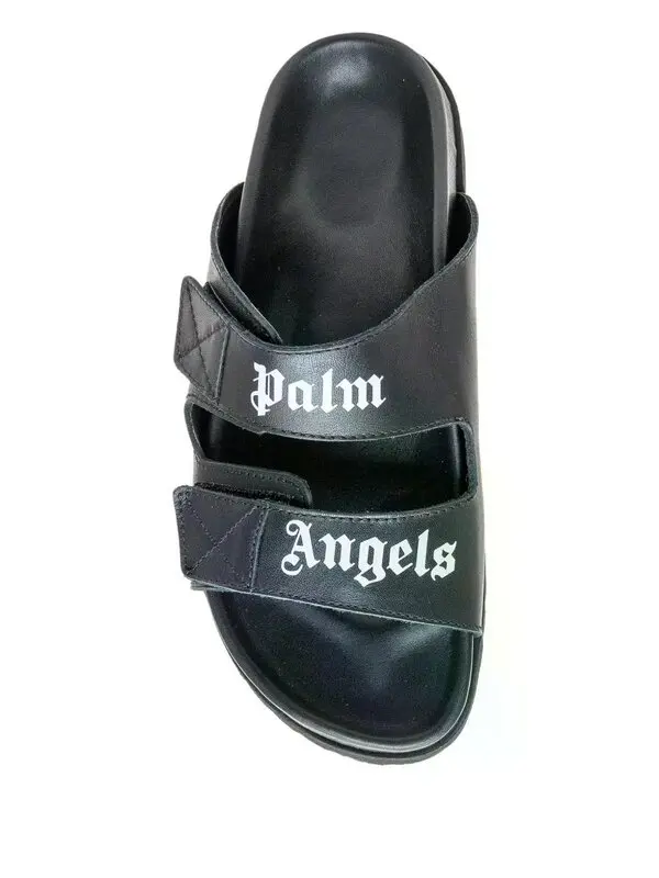 Palm Angels Logo Strap Open Toe Flat Sole Sandals