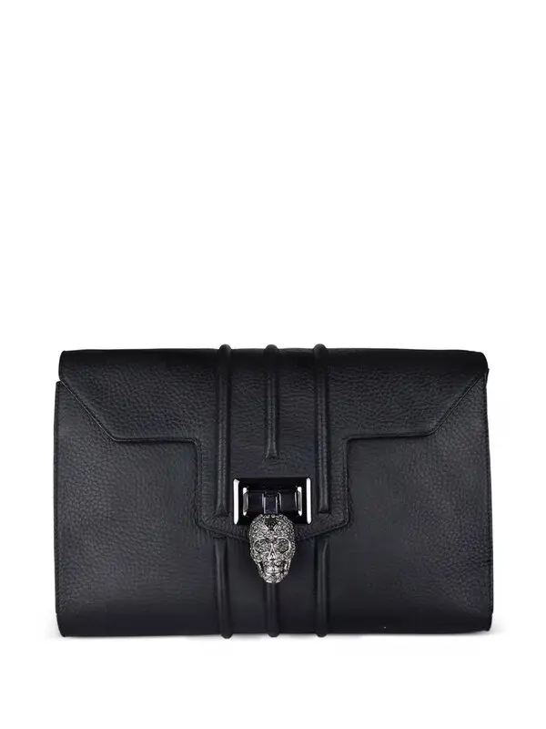 Philipp Plein Rhinestone Skull Embellished Leather Shoulder Bag