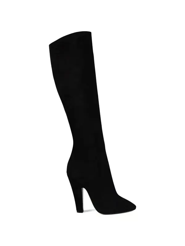 Saint Laurent Almond Toe Suede Boots - Black