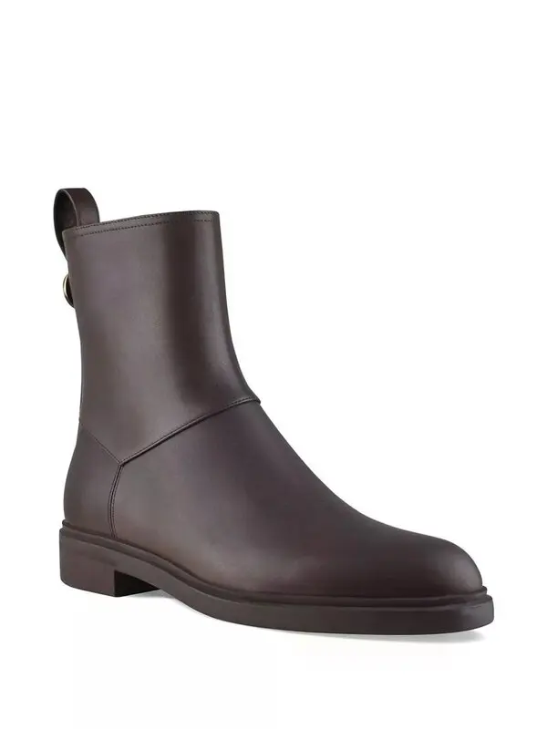 Loro Piana Kilda Engraved Detail Leather Boots - Brown