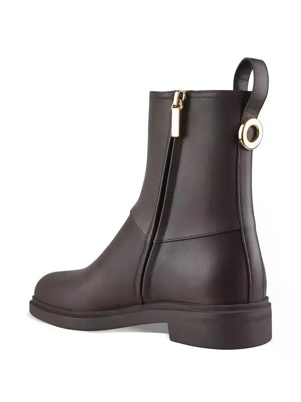 Loro Piana Kilda Engraved Detail Leather Boots - Brown