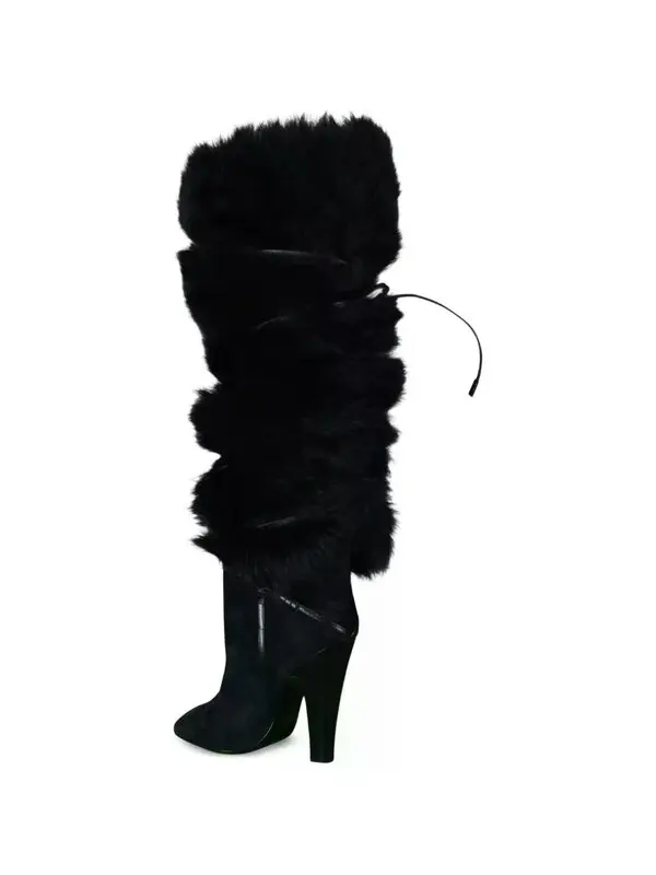 Saint Laurent Jokull Fur Lace-up Boots