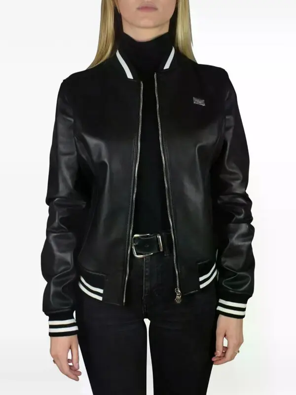 Philipp Plein Leather Bomber Jacket
