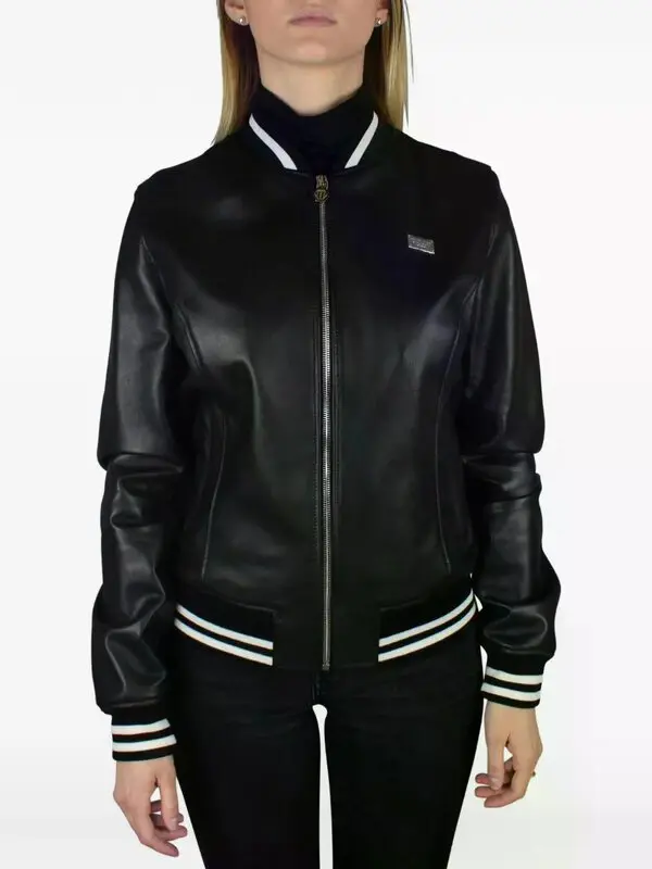 Philipp Plein Leather Bomber Jacket