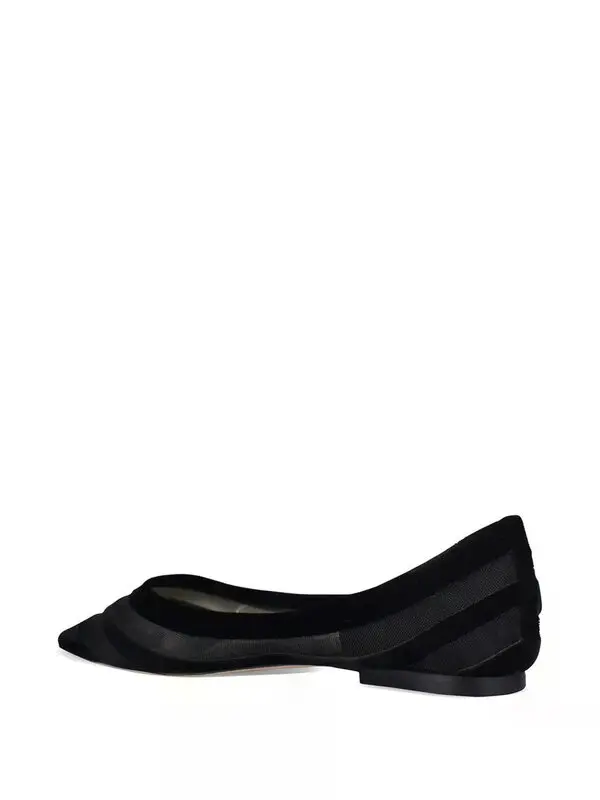 JIMMY CHOO Fishnet Pointed Toe Ballerinas - White