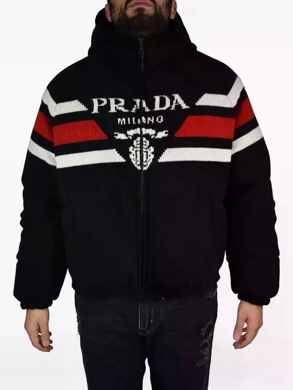 Prada Padded Zip Jacket With Logo Embellishment