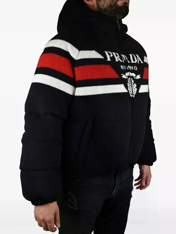 Prada Padded Zip Jacket With Logo Embellishment