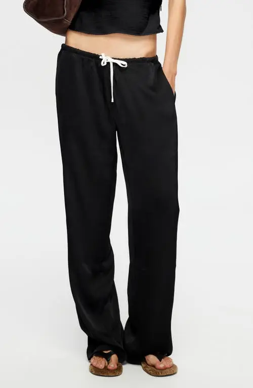 Lioness Satin Drawstring Pants - Obsidian