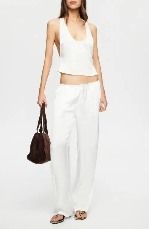 Lioness Satin Drawstring Pants - Pearl