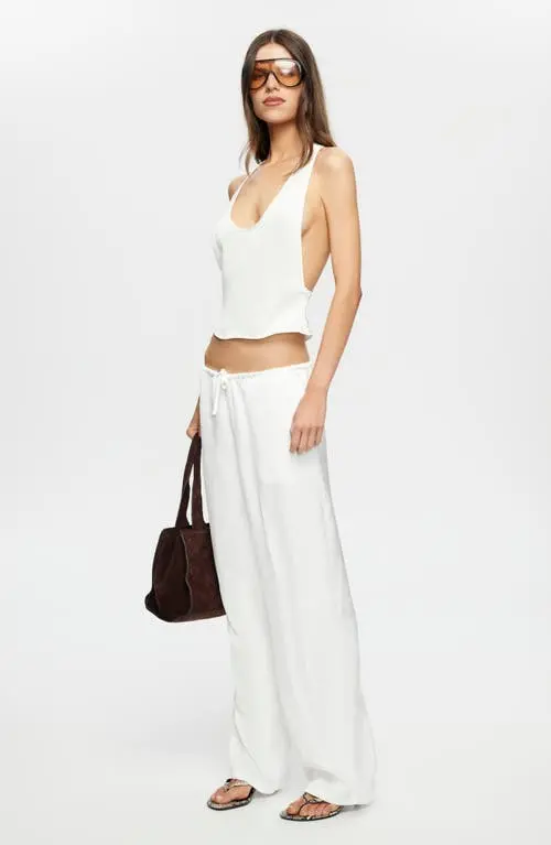 Lioness Satin Drawstring Pants - Pearl