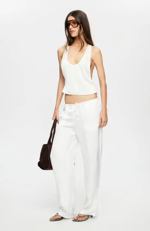 Lioness Satin Drawstring Pants - Pearl
