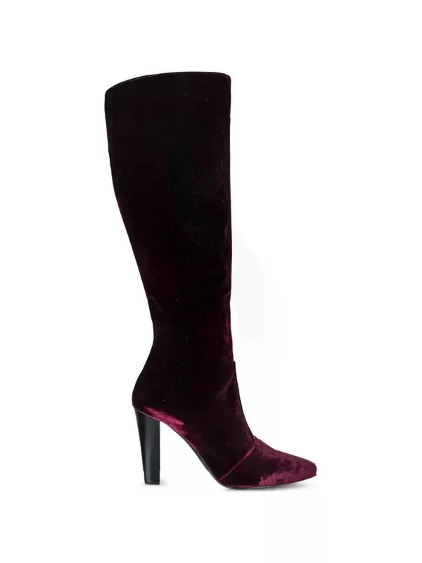 Saint Laurent Velvet Knee-high Boots - Red