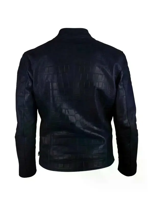 Philipp Plein Croc-embossed Biker Jacket - Blue