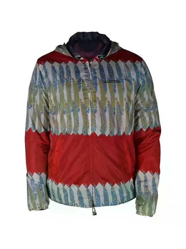 Valentino Garavani Leaf Print Hooded Jacket - White