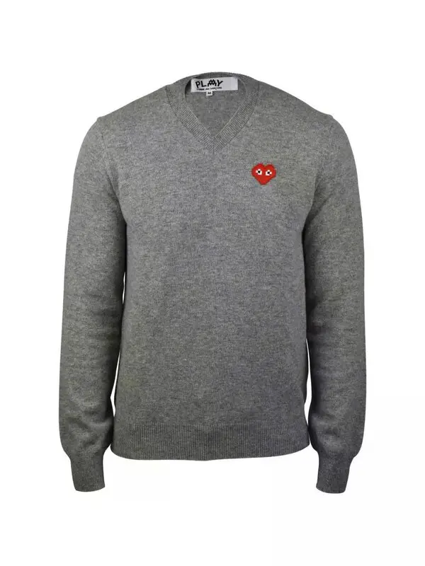 Comme Des Garçons V-neck Sweater With Heart Embellishment