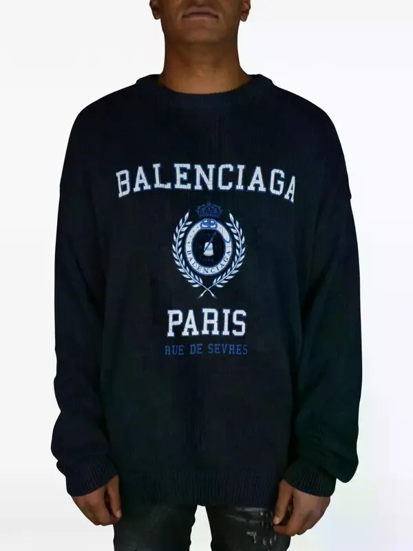 Balenciaga Logo-print Ribbed Crewneck Sweatshirt