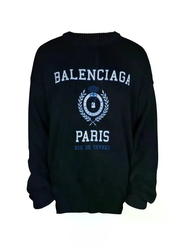 Balenciaga Logo-print Ribbed Crewneck Sweatshirt