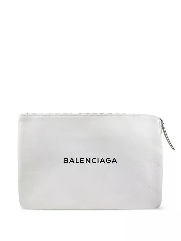Balenciaga Everyday Leather Clutch Bag - White