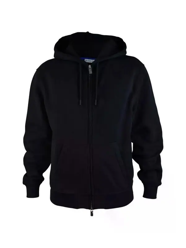 Burberry Embroidered Logo Zip-up Hoodie - Black